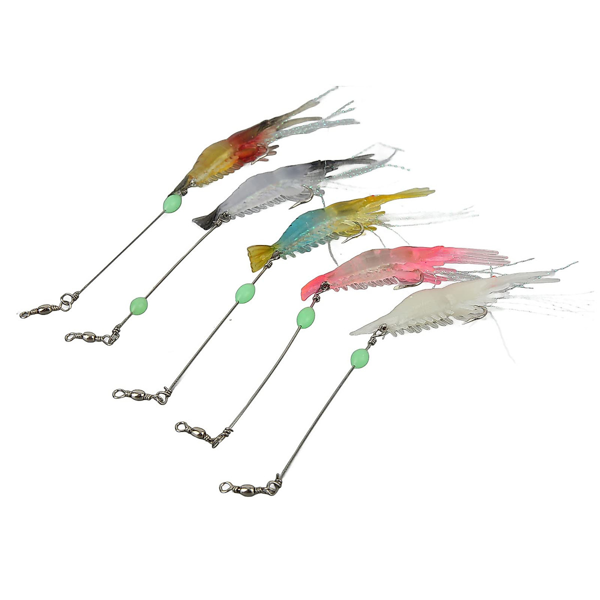 KUIDAMOS Fishing Lures, Fluorescent 5 Colors 10Pcs Soft Soft Shrimp Fishing Tackle for Freshwater Saltwater