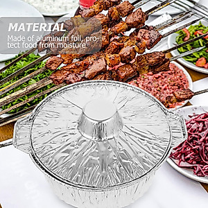 GANAZONO 8 Inch Round Aluminium Foil Pans With Lids 6pcs Disposable Soup Pot Heavy Duty Cookware Trays With Covers Tin Foil Cake Pans for Pies Cake Pan