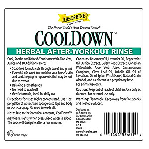 Absorbine CoolDown Herbal After Workout Rinse, 12 Herbs & Essential Oils, Soap-Free Formula, Concentrate Makes 32 Gallons