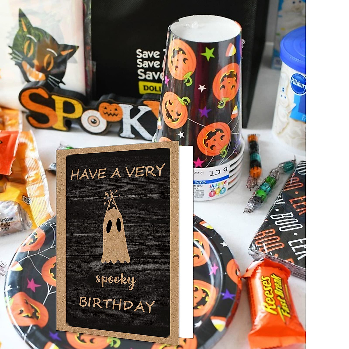 Cute Halloween Birthday Card with Envelope, Funny Halloween Bday Greeting Card, Have a Very Spooky Birthday Paper Card for Him Her