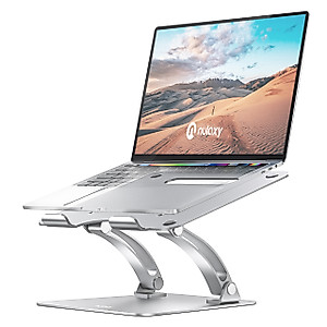 Nulaxy Laptop Stand for Desk, Ergonomic Height Angle Adjustable Laptop Riser Holder with Heat-Vent Computer Stand Compatible with 10-17" Up to 22 Lbs Laptop Notebook Computer Silver