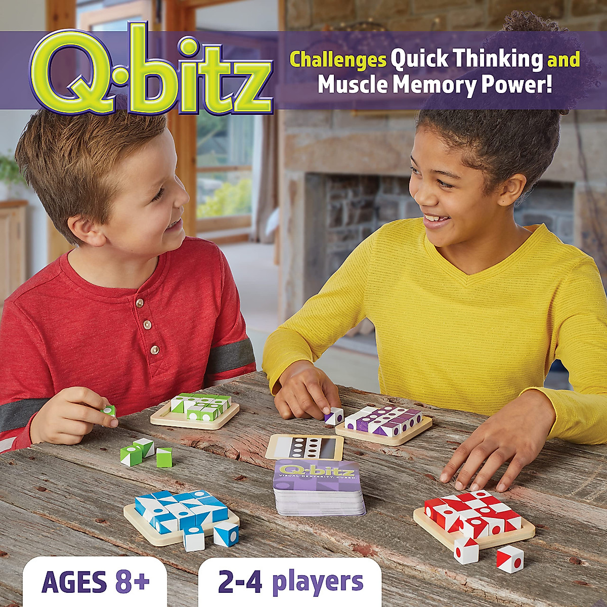 Mindware Q-Bitz Pattern Matching Fun Board Games for Family Game Night | Ages 8 and up 2-4 Players