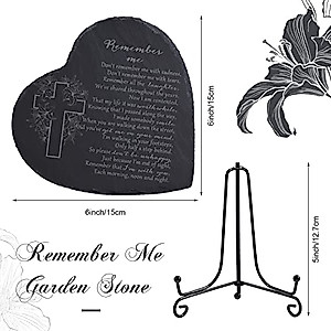 TimTin Memorial Garden Stone Those We Love Don't Go Away Memorial Plaque Decor with Stand Black Sympathy Gifts for Loved One(Cross), 5 Inches