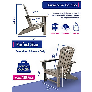 BRIOPAWS Adirondack-Chairs-Set of 2 | Wood Grain | Fire Pit Chair | Oversized | HDPE Plastic | Weather Resistant | for Deck Outdoor Poolside Campfire