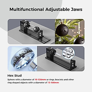 Official Creality Rotary Kit Pro, Laser Rotary Roller 4 in 1 Multi-Function Engraving Accessories for Laser Engraver, Jaw Chuck Rotary for Engraving Cylindrical Objects, Wine glass, Baseball Bat, Ring