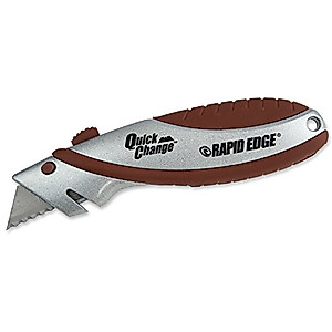 Rapid Edge Easy Change Heavy-Duty Utility Knife with Soft Comfort Grip, String Cutter and 3 Rapid Edge Serrated Razor Knife Blades