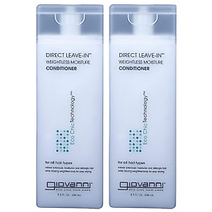 GIOVANNI COSMETICS Eco Chic Direct Leave-In Conditioner Weightless Moisture Conditioner - Proteins & Vitamins to Moisturize, Nourish and Detangle Your Hair (8.5 Ounce / 250 ml - PACK OF 2)