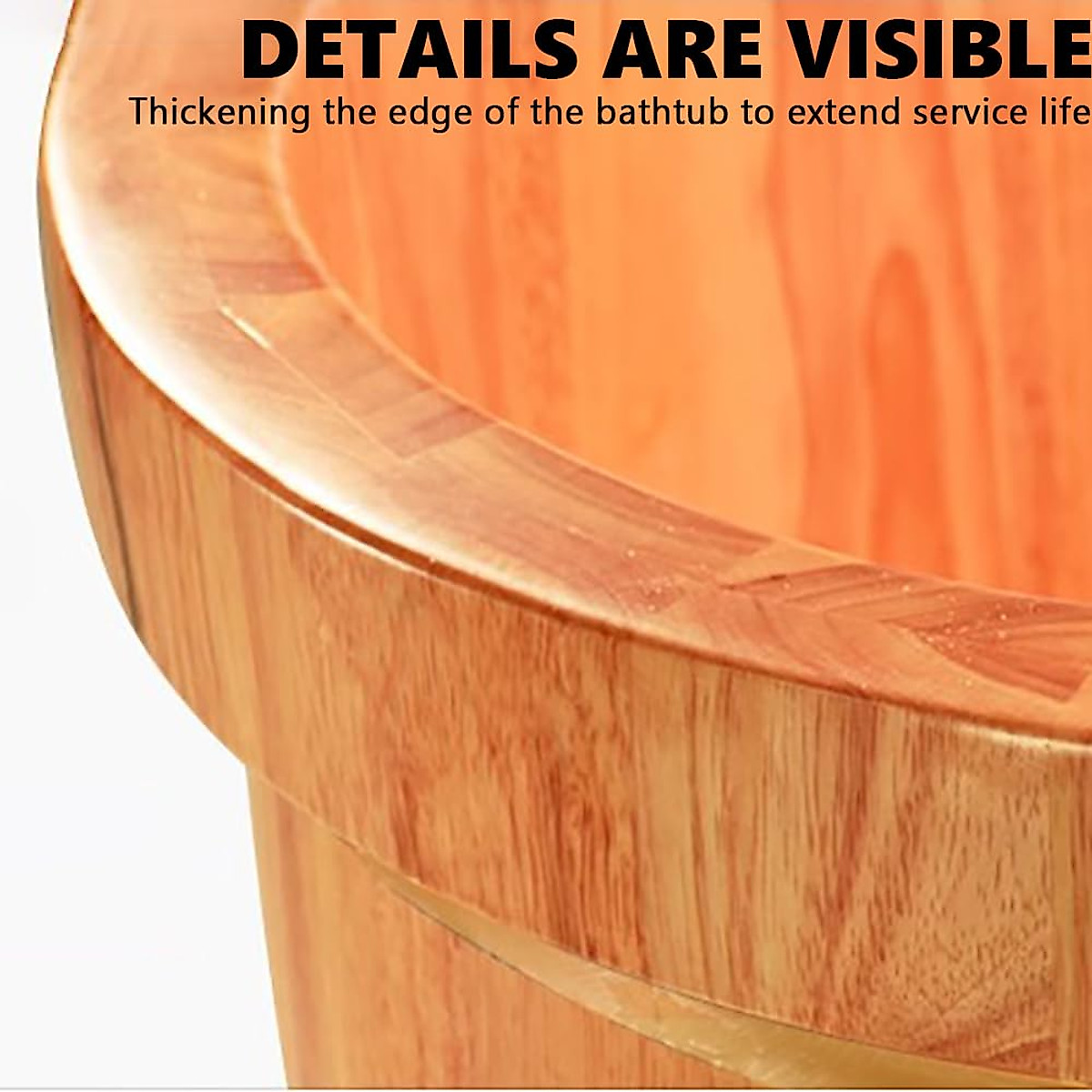 MegLob Freestanding Wooden Bathtub Lit, Solid Wood Deep Soaking Tub with Armrests, Japanese Style Soaker Alone Stand, Spa Hotel Private Bathtub, Beauty Salon Equipment,Cypress,100cm/39.37"