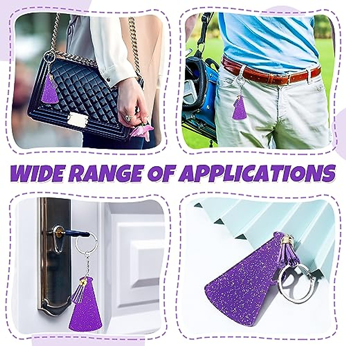 Cunno 40 Pcs Acrylic Cheer Megaphone Keychains with Tassel Cheerleading Team Gift Grad(Glittery Purple, Purple)