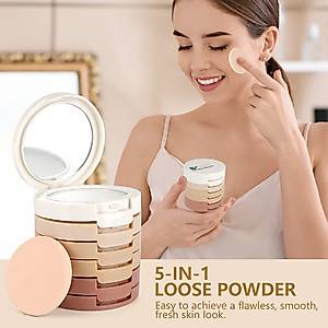 Meao Multi-layer 5 Colour Makeup Powder Compact Powder Make up Contour Face Bronzing Foundation Correcting Pressed Powder - Facial Base Contouring Beauty Cosmetics Bronzer Pallet Palette
