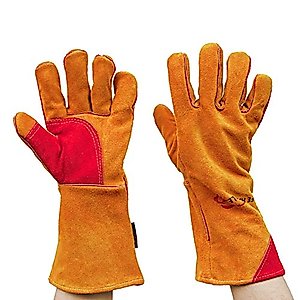 SAFE HANDLER Prime Welding Gloves with Kevlar Thread Protection | Reinforced Thumb and Palm, Heat Resistant for oven, MIG welding, TIG welder, Grill, Fireplace, BBQ, 14 inch, 1 Pair (2 gloves)