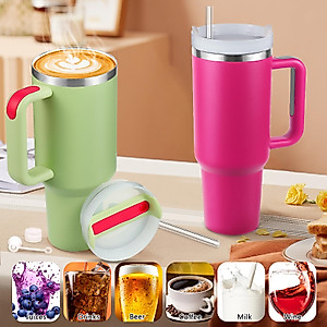 BELYQLY New Version 40oz Stainless Steel Vacuum Insulated Tumbler with Lid and Straw for Water, Smoothie and More, Iced Tea or Coffee (Pink)