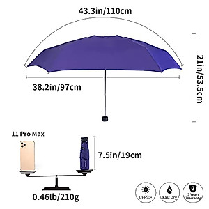RUMBRELLA Mini Umbrella small UV Umbrella fast dry and Ultra Lightweight, Purple