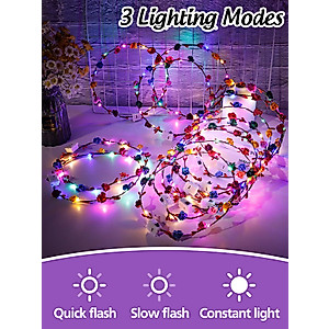 20 Pcs Halloween LED Flower Crowns Headbands - Light Up Headband for Women, Garlands Glowing Floral Wreath Crowns for Wedding Beach Party Birthday Cosplay