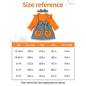RCPATERN Toddler Halloween Outfit Ruffle Shirt Pumpkin Dress Halloween Infant Girl Clothes for 12M-5Y Orange