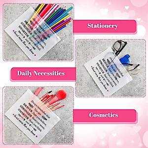 100 Pcs Inspirational Gifts for Girls Women Travel Cheer Makeup Bag Bulk Loved Quotes Cosmetic Bags with Zipper Thank You Encouragement Birthday Gift Bag for Nurse Teacher Friend (You Are Braver)