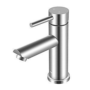AMAZING FORCE Single Hole Bathroom Faucet Single Handle Bathroom Sink Faucet Brushed Nickel Stainless Steel Basin Mixer Tap - Sink Drain & Deck Plate Not Included 1.2 GPM