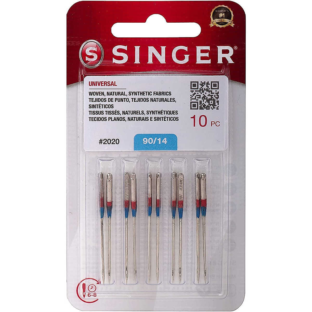 Singer 20 Counts :10-Pack Universal 2020 Sewing Machine Needles, Size 90/14 and Singer 10-Pack Stretch 2045 Sewing Machine Needles, Size 90/14 Bundle with Inceler Brand Plastic Bobbin