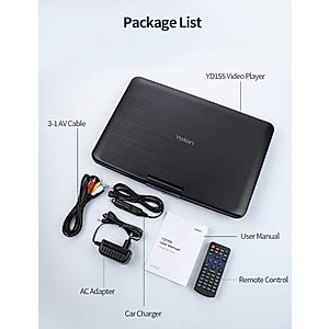 YOTON 17.5" Portable DVD Player with 15.5" HD Swivel Screen for Car and Kids, 4-6 Hours Working Time with Built-in Battery, Dual Stereo Speakers, USB/SD/AV/Audio/Gamepad Support [Not Support Blu-Ray]