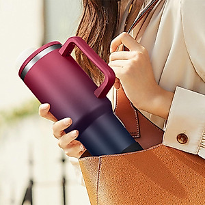 BENZZO 40 OZ Tumbler with Lid and Straw - Leak Proof Travel Cup for Cold-34h & Hot-10h Metal Vacuum 40oz Insulated Tumblers Fits in Car Cupholder,Travel Coffee Mug for Home Work Sports