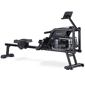 ECHANFIT Water Rowing Machine - Magnetic Rower with Monitor, Device Holder, Adjustable 16 Level Water Resistance, Easy Storage Rowing Machines for Home use