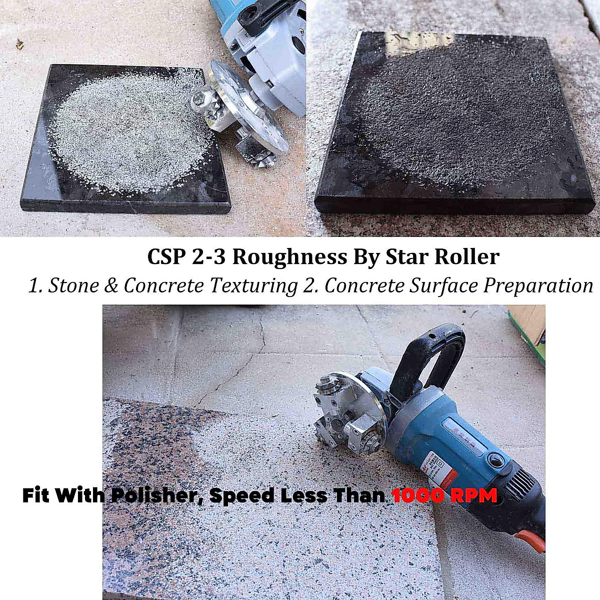ACTINTOOL 5 Inch Tungsten Coating Removing Stone Concrete Texturing Bush Hammer For Angle Grinder And Polisher, Concrete Preparation Coating Remove Tungsten Scraper For Angle Grinder(5/8-11" Thread)