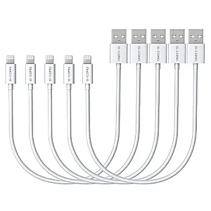 G-Cord Apple MFI Certified Short Lightning to USB Charging and Sync Cable (5 Pack, 7 Inch)