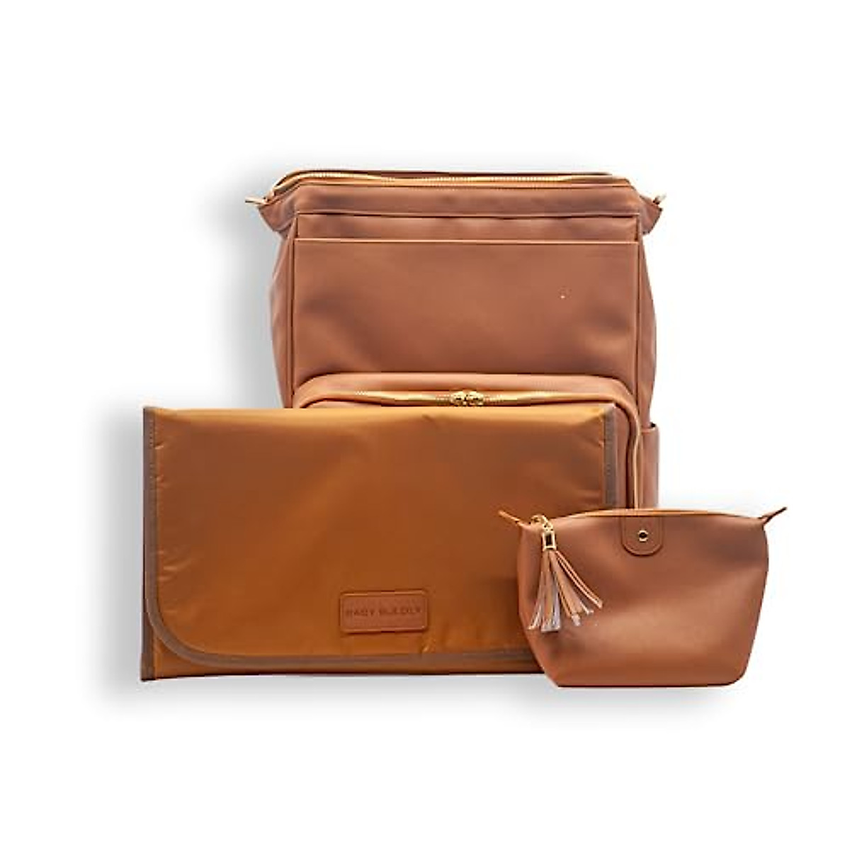 Diaper Bag Backpack for Mom Vegan Leather Diaper Bag with Changing Pad and Cosmetic Pouch, Durable Diaper Bag Backpack (Bourbon)