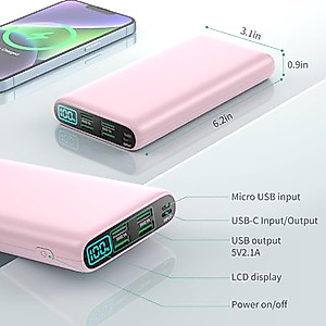 Portable Charger 38800mAh,LCD Display Power Bank,4 USB Outputs Battery Pack Backup, Dual Input USB-C in&out Phone Charging Compatible with iPhone 15/14/13 Pro Max/12,Android Samsung Galaxy/Pixel-Pink
