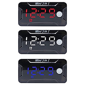 Motorcycle Digital For Time Clock + Thermometer +Voltage Voltmeter 3 In 1 Waterproof Tester Battery Moniter Gauge Digital Time Clock