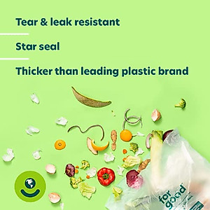 for: good Compostable 3 Gallon Food Scrap Bags – Biodegradable Compost Bin Liner – Extra Strong, Tear and Leak Resistant Food Waste Bags, 25 Count, None