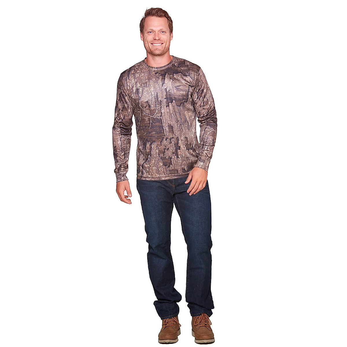 Realtree Men's Essential Camo Lightweight Performance Long Sleeve Shirt (RT Timber, X-Large)