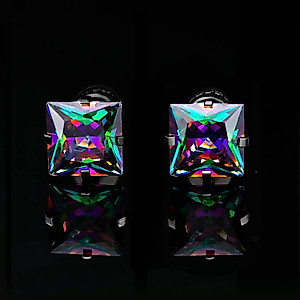 Titanium Screw Back Halo CZ Stud Earrings for Women Men, Cubic Zirconia, Cubic Zirconia