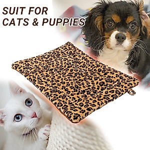 FLYSTAR Cat Bed Mat for Indoor Cats - Self Warming Leopard Cute Cat Bed Mat, Soft Warm Washable Self Heating Cat Bed Pad for Small, Medium, Large Cats & Puppies(15.7"*19.7")