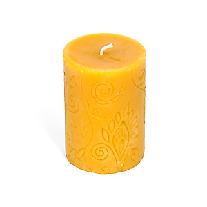 BeeTheLight Beeswax Pillar Candle - 100% Pure Bees Wax - Choose Your Size and Color - 24 Hour Burn Time - 2x3 - Unscented - Natural Light Honey Scent (Natural Yellow, Small)