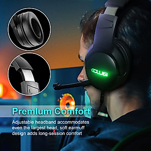 COLUSI C600 AUX Wired Gaming Headset with Hidden-Type Microphone, One Key Mute Over Ear Headphones with 3.5mm Audio Jack RGB Light