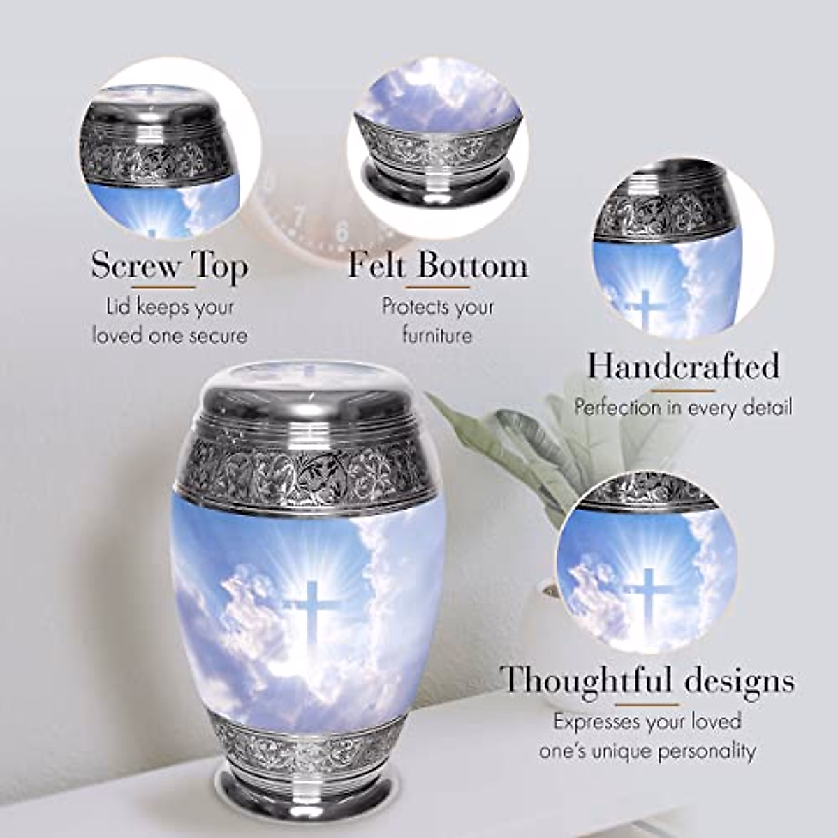 Heavenly Cross Cremation Urns for Adult Ashes Large XL or Small Keepsake Urns for Human Ashes Adult Female & Urns for Ashes Adult Male for Home or Burial
