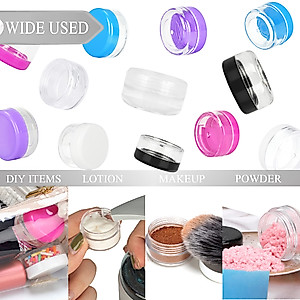 25PCS 5 Gram Sample Containers, 5ml Empty Jars with Lids, Small Cosmetic Containers, Mini Sample Jars with 2PCS Mini Spatulas for Make Up, Oils, Lotion, Powder, Paint, Jewelry, Lip Balms(Clear Lid)