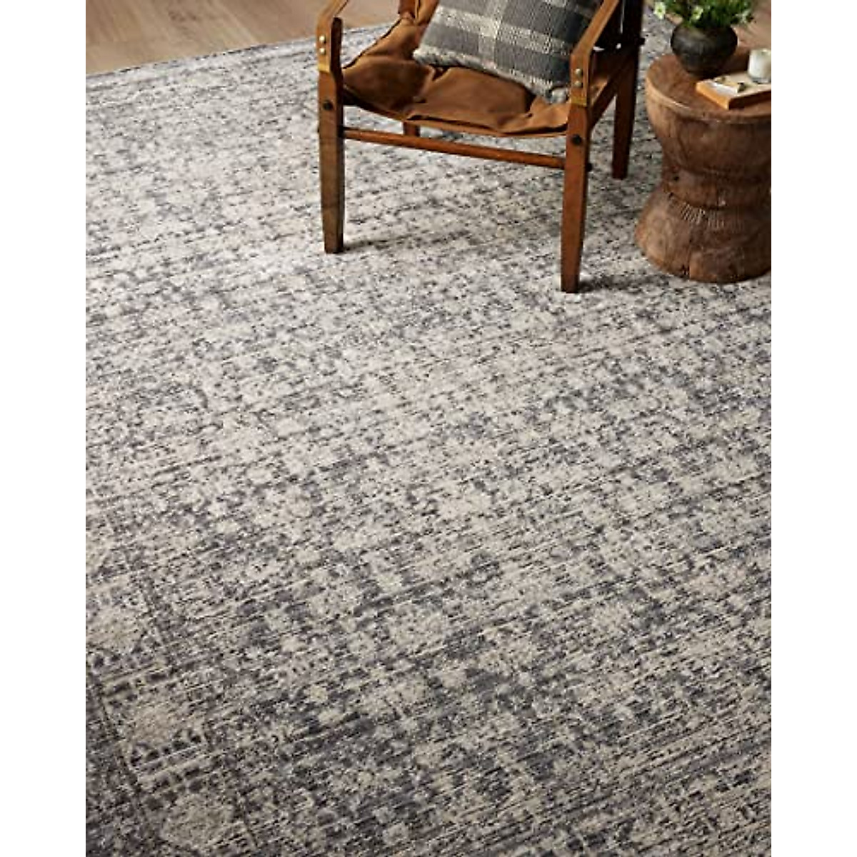 Amber Lewis x Loloi Alie Collection ALE-03 Charcoal / Dove, Traditional 18" x 18" Sample Rug
