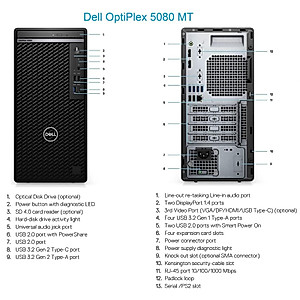 Dell Optiplex 5080 MT Mini Tower Desktop | Core i7-10700 - 512GB SSD Hard Drive - 32GB RAM | 8 cores @ 4.8 GHz Win 10 Pro Black (Renewed)