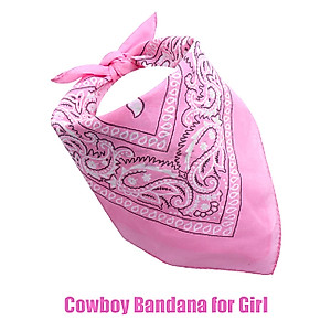 YBHOMINE Cowboy Hat with Bandana - Feather Boa Cowgirl Hat for Women & Men,bachelorette party Halloween Dress-Up (Pink)