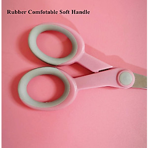 5.5 Inch Pastel Small Craft Scissors, Mini Point Tip Kids Scissors,Comfort-Grip Stainless Steel Sharp Fabric Sewing Shears All Purpose Embroidery Scissors for Cutting, Scrapbooking, Crafting(Pink)