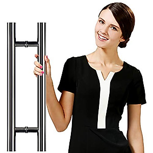 Klauer Barn Door Handle Stainless Steel Round Pipe Door Handle/Tempered Glass Door Push-Pull Handle/Sliding Barn Door Handle for Office, Hotel, Home - 3 Lengths (Size : 600×400mm) (Size : 600x400mm)