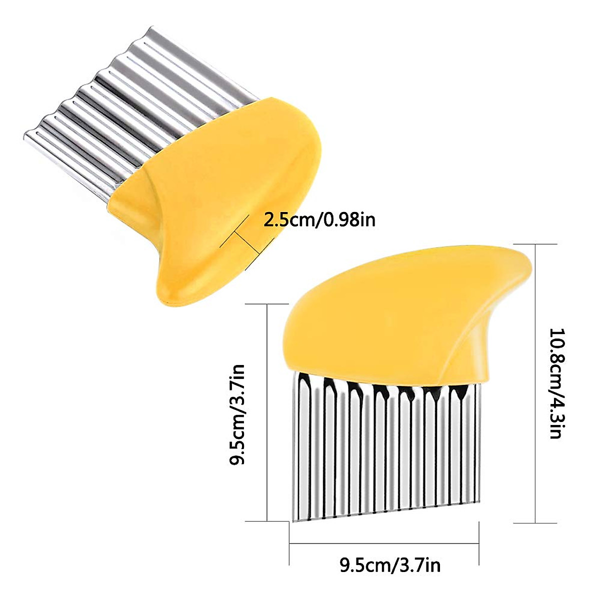 maxin Crinkle Cutter, Waffle Fry Cutter Stainless Steel Wavy Cutter, Crinkle Cutter for Veggies, Potato, Carrots, Butter Lettuce, French Fry, Fruit, 2PCS(Green&Yellow)
