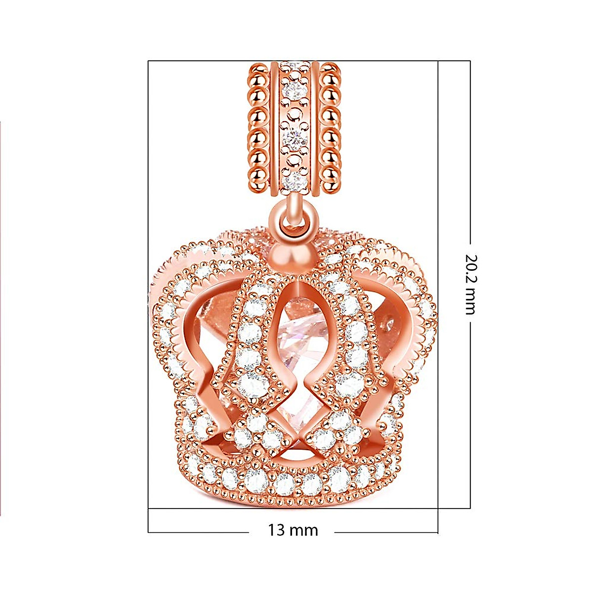 GNOCE 18K Rose Gold Charm Pendant 925 Sterling Silver You Are The Queen Crown Dangle Charm With Cz Fairytale Princess Prince Noble Splendor Shine Crown Bead Fit All Bracelet Necklace