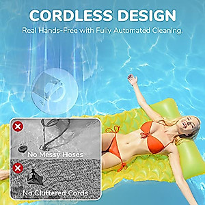 GRENNIX Robotic Pool Vacuum Cleaner - Autonomous Pool Vacuum for Above & In-Ground Pools - Strong Suction, Self-Docking Underwater Skimmer with Top Handle in Arctic Blue