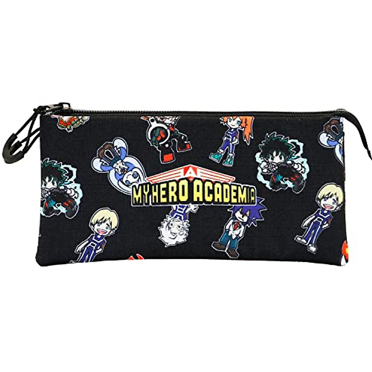 KARACTERMANIA My Hero Academia Chibi-Triple Eco Pencil Case, Black, Black/White, Talla única, Triple Pencil Case ECO Chibi