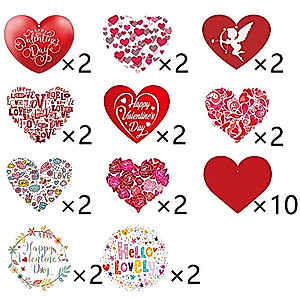 GOER Valentine's Day Party Decorations,30 Pcs Hanging Swirls with 1000 Pcs/0.35 oz Heart Confetti Valentine's Day Party Supplies