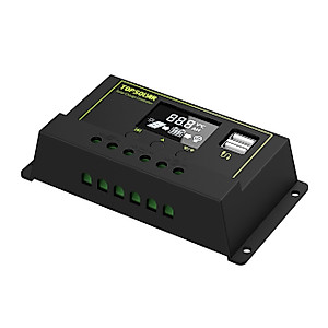 Topsolar Solar Panel Kit 20W 12V Monocrystalline with 10A Solar Charge Controller + Extension Cable with Battery Clips O-Ring Terminal for RV Marine Boat Off Grid System