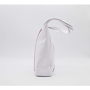 BallPark Leather White Leather Baseball Seam Purse